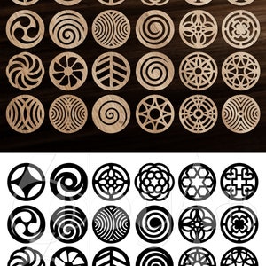 24 Round Wood Coaster Trivet Wall Decor Templates Vector Digital SVG ...