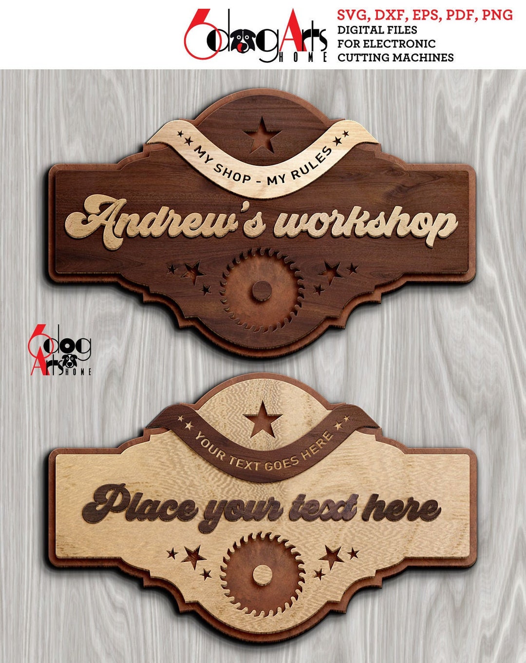 Workshop Door Sign Wall Decor Customizable Layered Template - Etsy