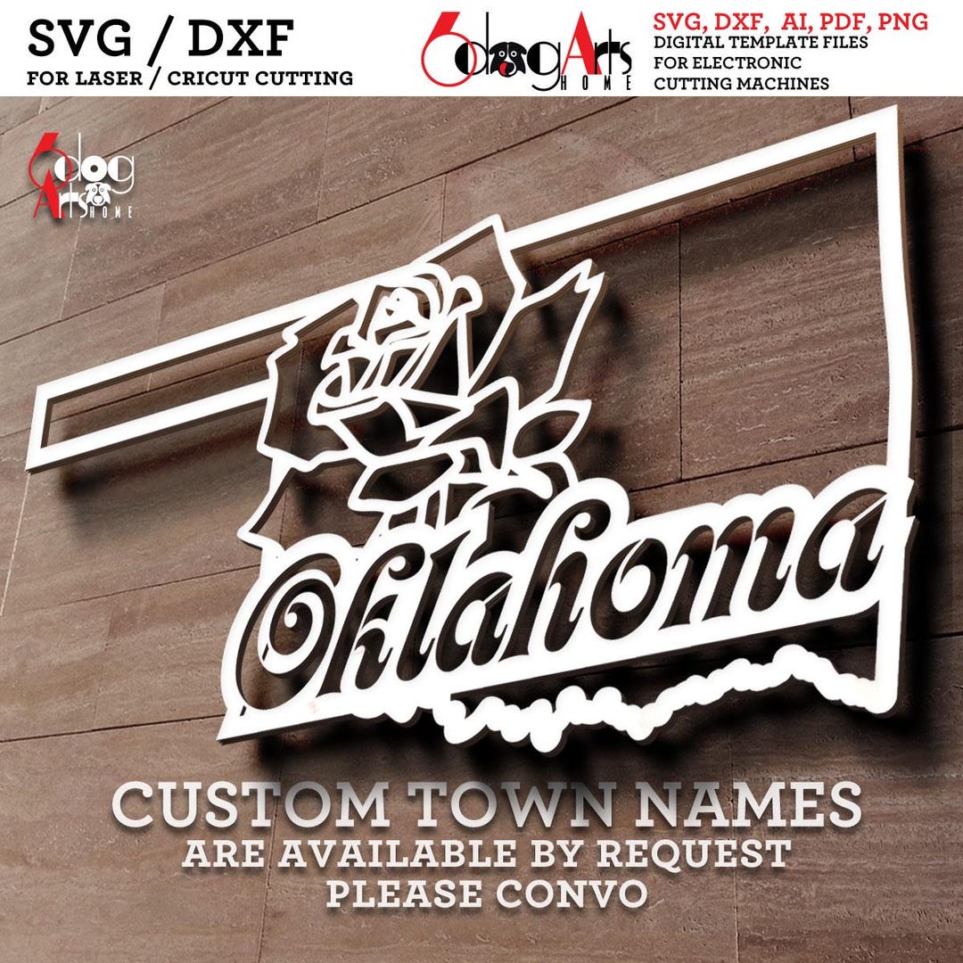 Oklahoma State & Custom Town Names SVG / DXF Digital Templates for ...