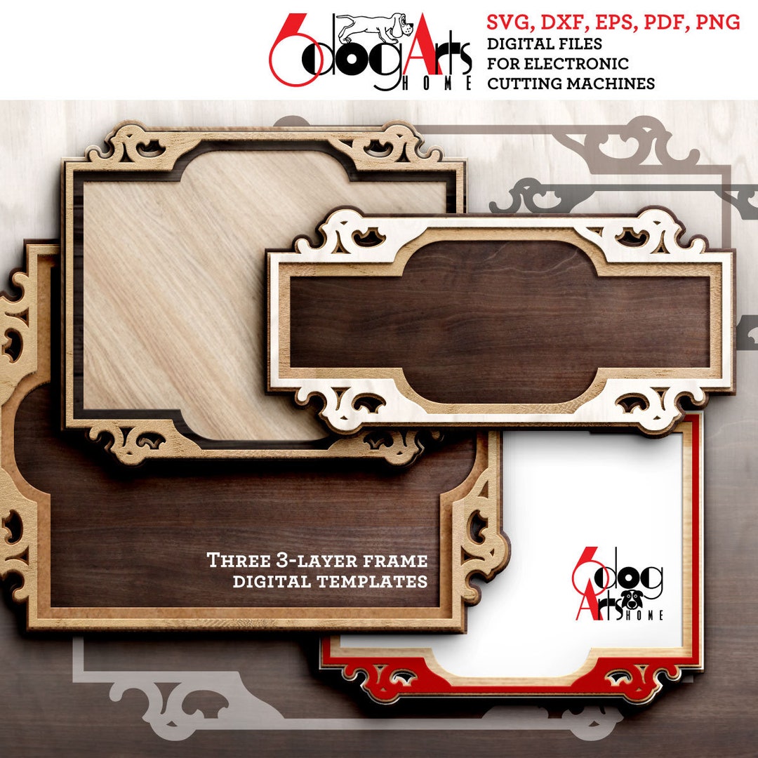 Layered Frame Template Vector Digital SVG DXF Files for Wood Cardboard ...
