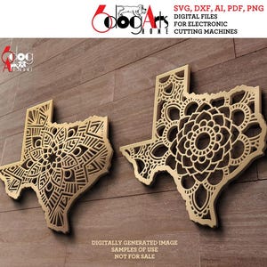 3 Texas State Outline Mandala Wall Decor Layered Templates Vector ...