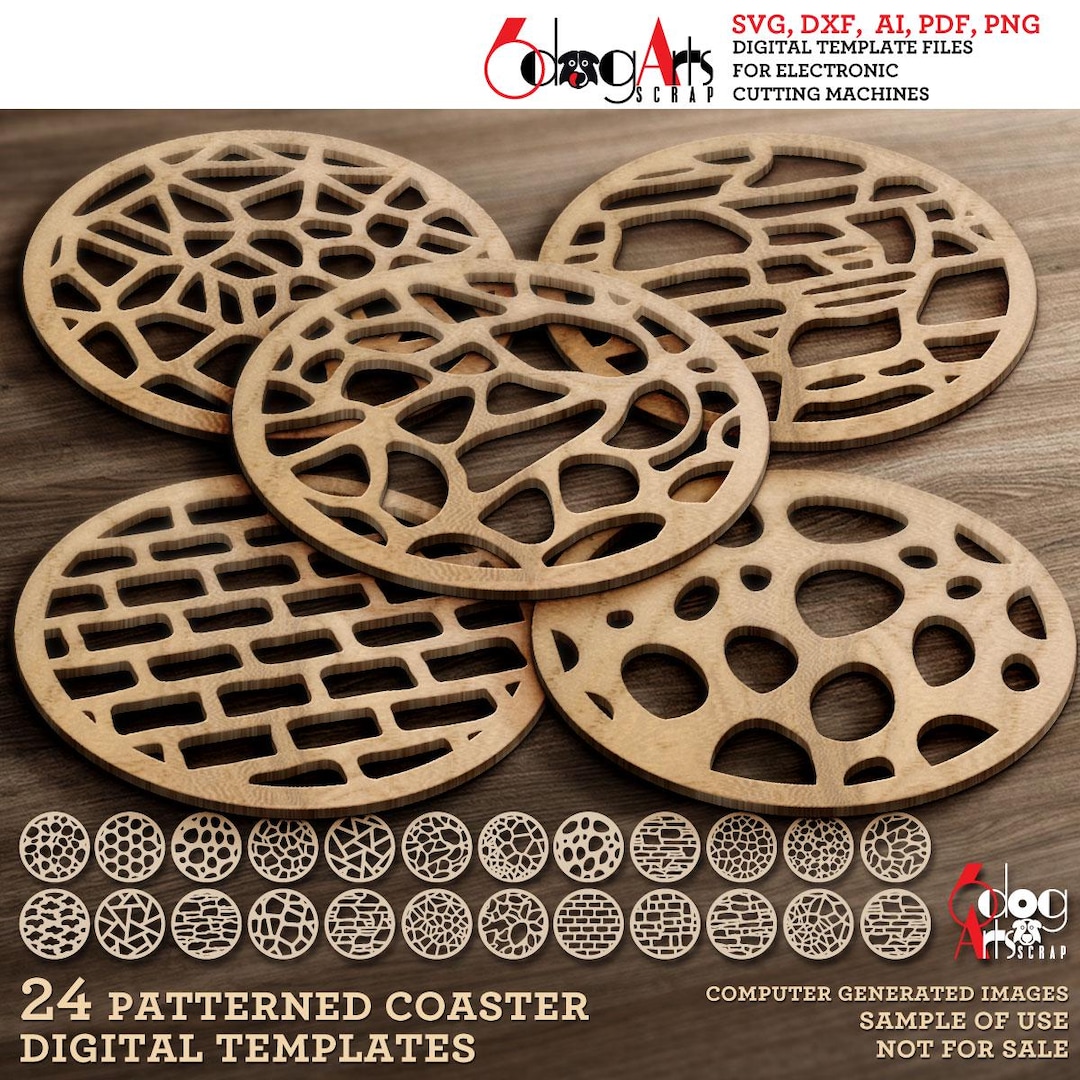 24 Pebble Patterned Coaster Trivet SVG DXF Templates Vector Digital ...