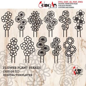 11 Flower Garden Stake Digital Templates Bundle: SVG DXF Files for Cnc ...