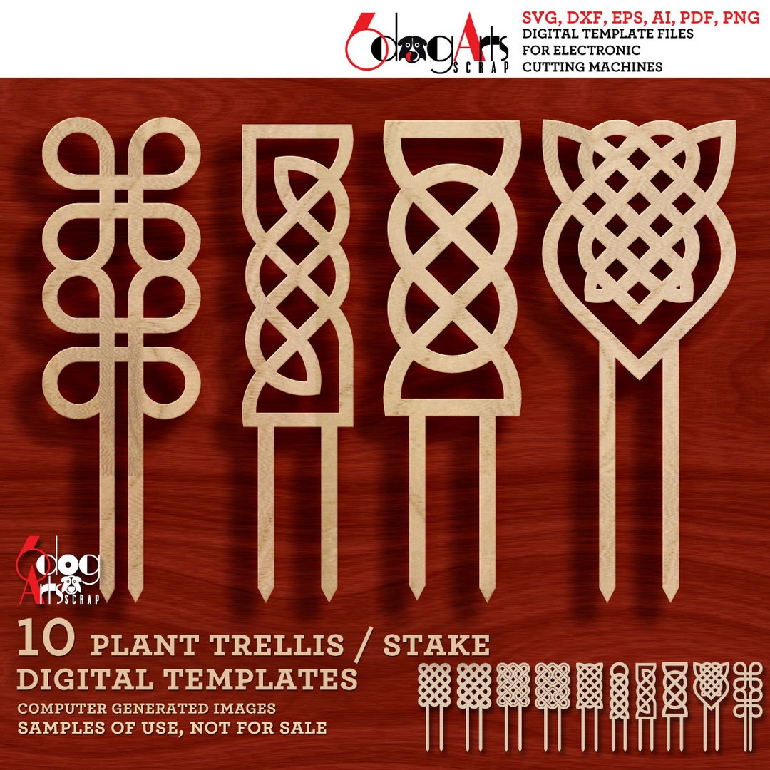 10 Celtic Knot Plant Trellis Stake Templates Vector Digital SVG DXF ...