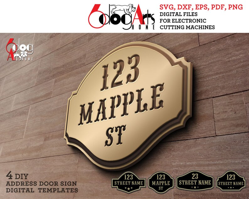 4 DIY Address Door Sign Digital Templates Svg Dxf Vector Files | Etsy