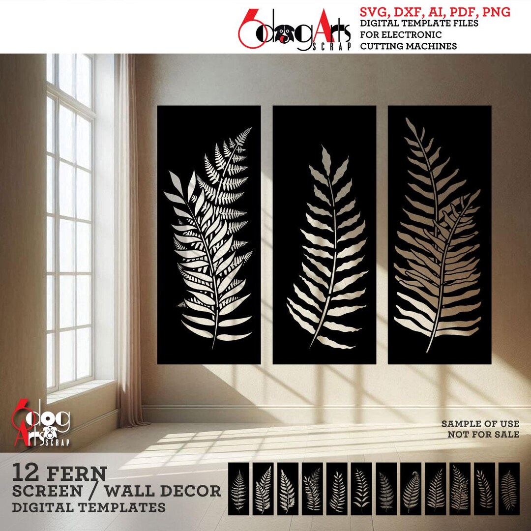 12 Fern SVG DXF Privacy Screen / Claustra / Wall Decor Digital ...