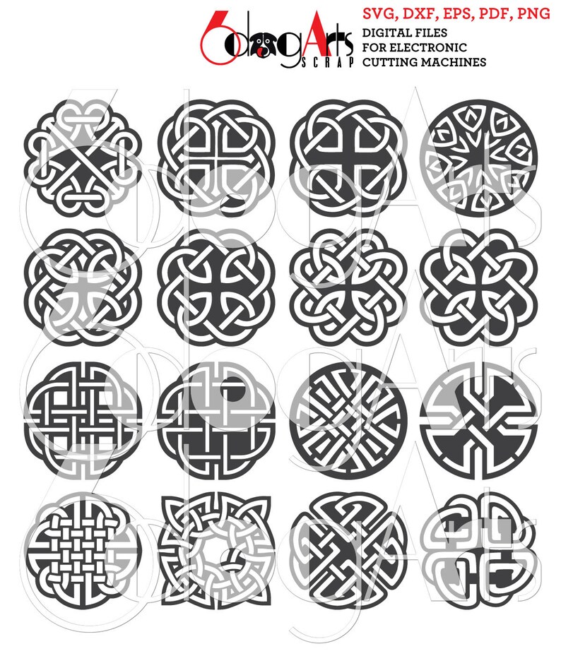 16 Celtic Coaster Grill Trivet Wall Decor Templates Vector Digital SVG ...