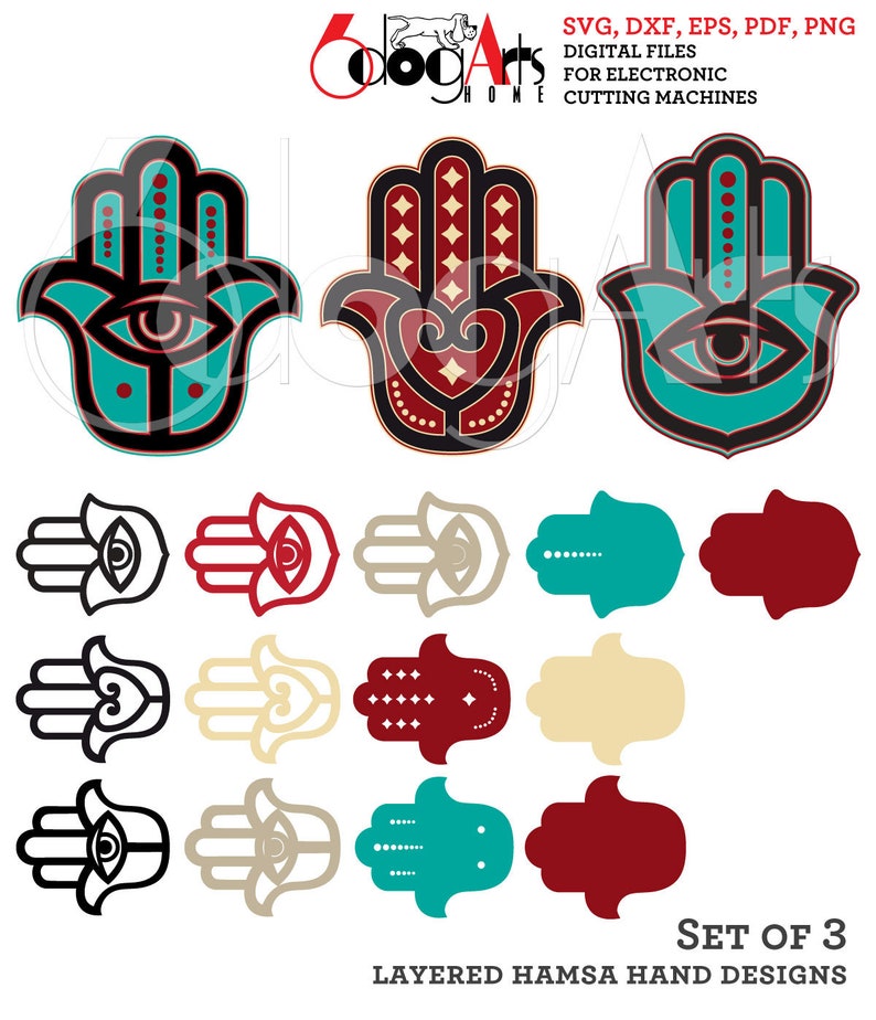 3 Hamsa Hand Wall Decor Layered Templates Digital Vector SVG - Etsy