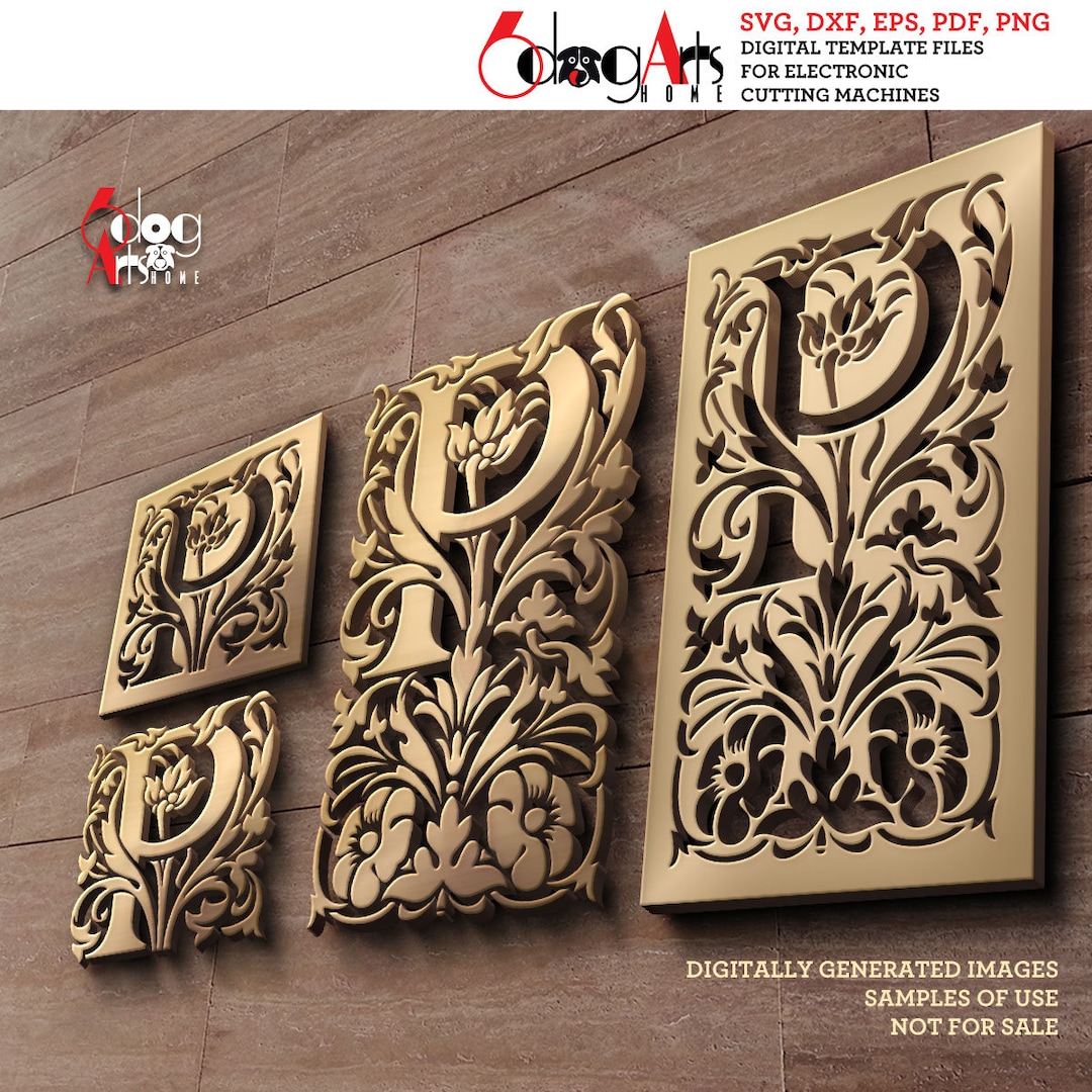 6 Monogram Letter P Templates Digital Vector Files Svg Dxf Download ...