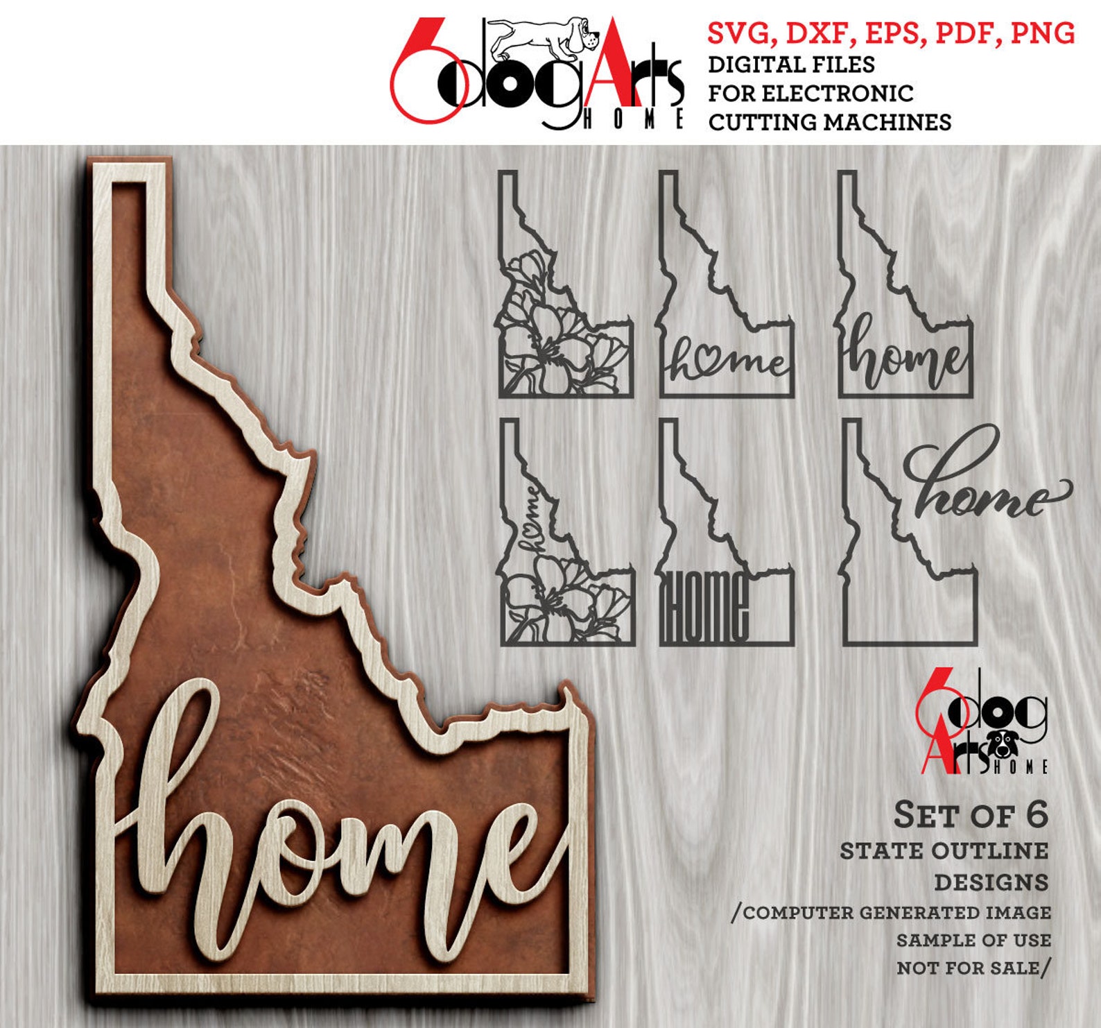 6 Idaho State Outline Home Wall Decor Layered Templates Vector - Etsy