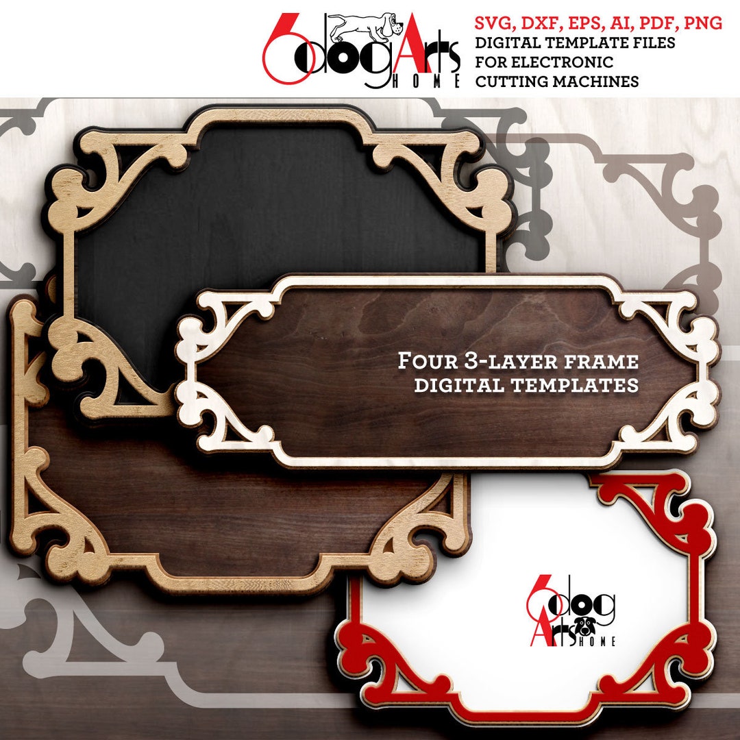 4 Layered Frame Template Vector Digital SVG DXF Files for Wood ...