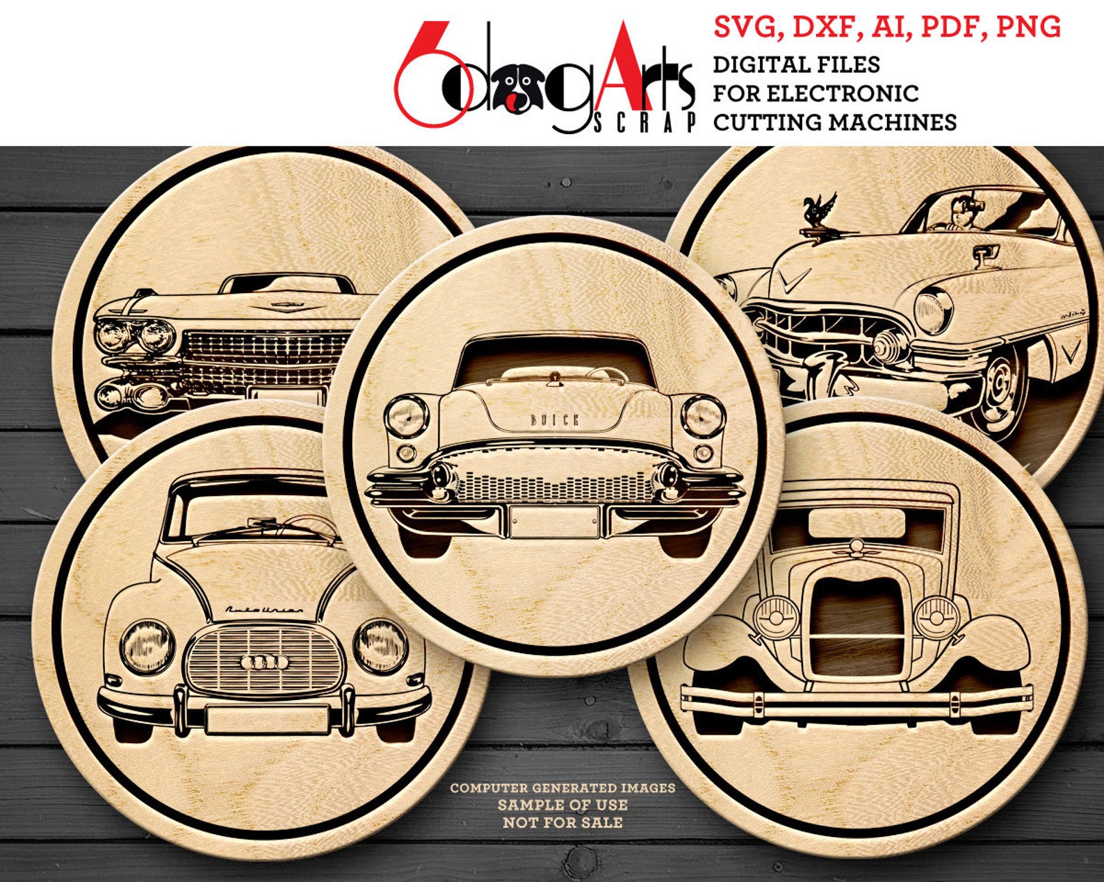 9 Antique Car Coaster Trivet Wall Decor Engraving Templates - Etsy
