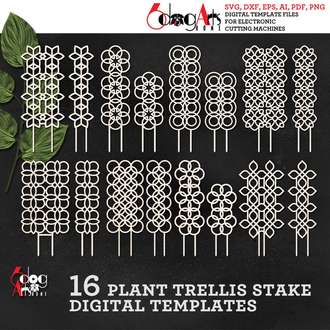 16 House Plant Trellis Stake Templates Vector Digital SVG DXF Files ...