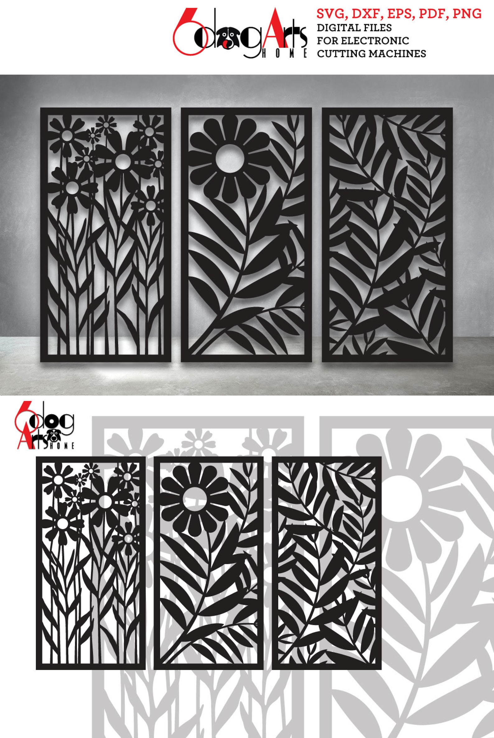 3 Floral Wall Decor Room Divider Partition Privacy Screen - Etsy
