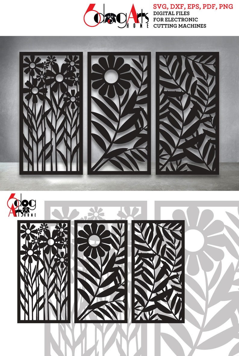 3 Floral Wall Decor Room Divider Partition Privacy Screen - Etsy