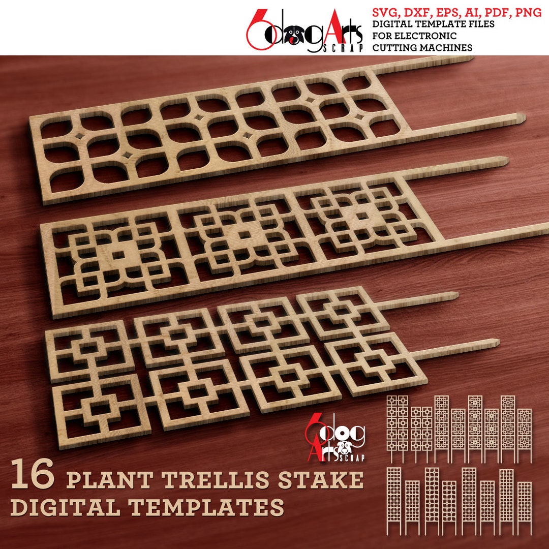16 House Plant Trellis Stake Templates Vector Digital SVG DXF Files ...