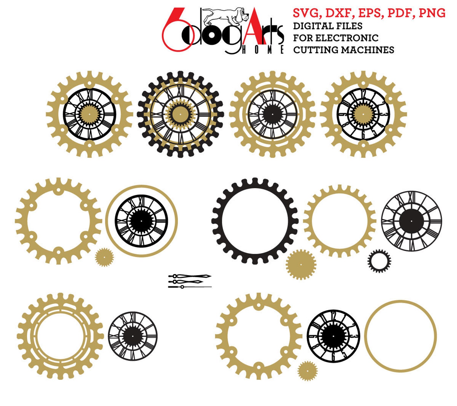 4 Steampunk Wall Clock Face Multilayered Templates Digital Vector Files ...