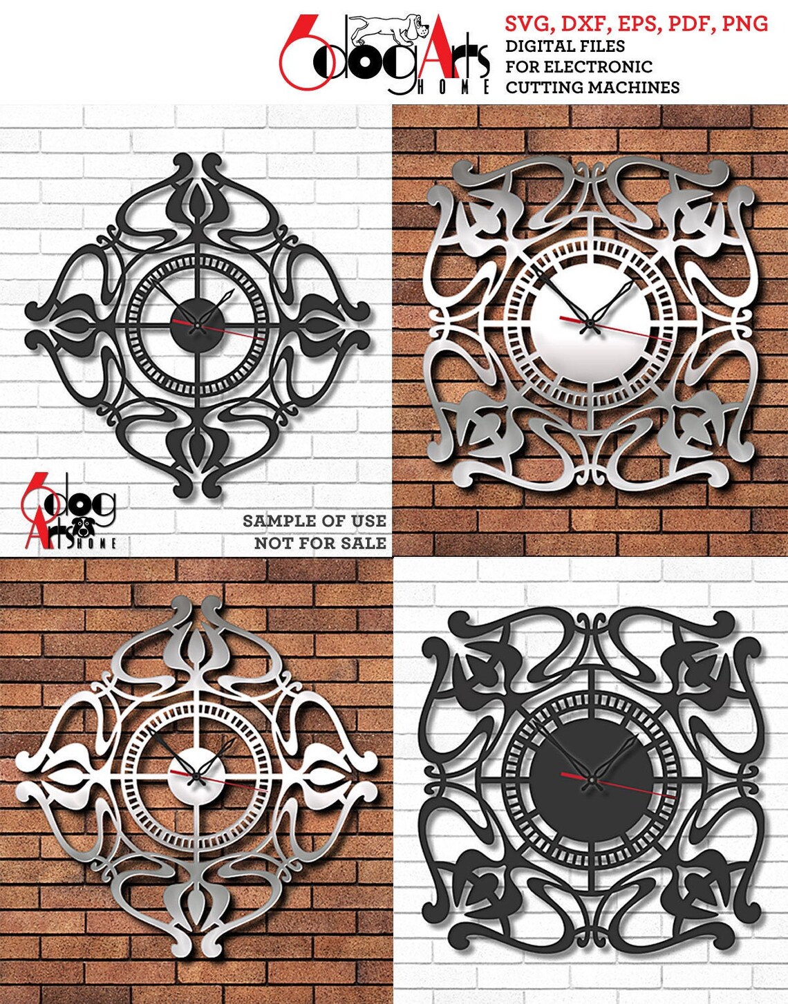 2 Wall Clock Filigree Templates Digital Cut Files Svg Dxf Pdf - Etsy