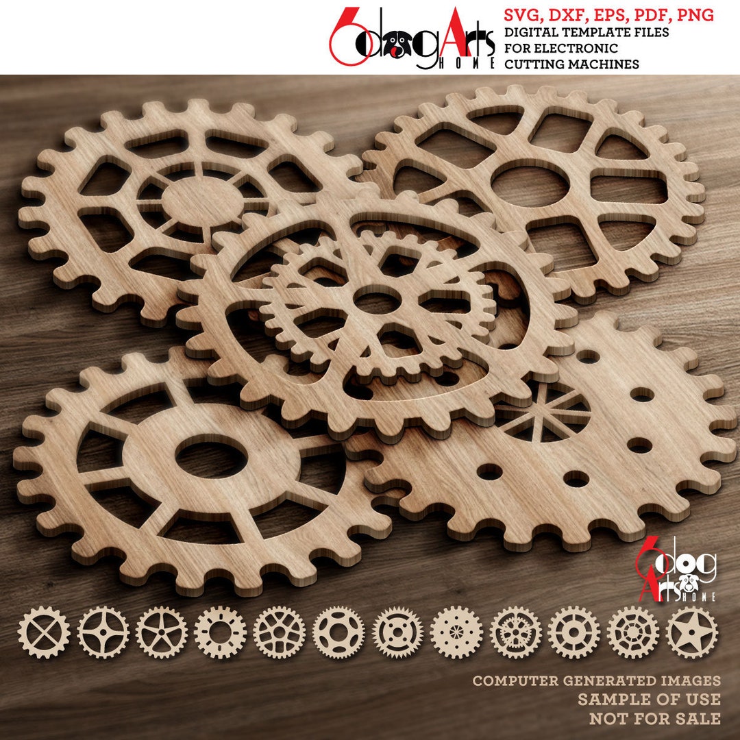 12 Gear Cog Coaster Grill Trivet Templates Vector Digital SVG DXF Files ...
