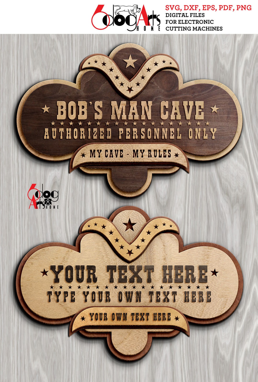 Man Cave Door Sign Wall Decor Customizable Layered Template - Etsy