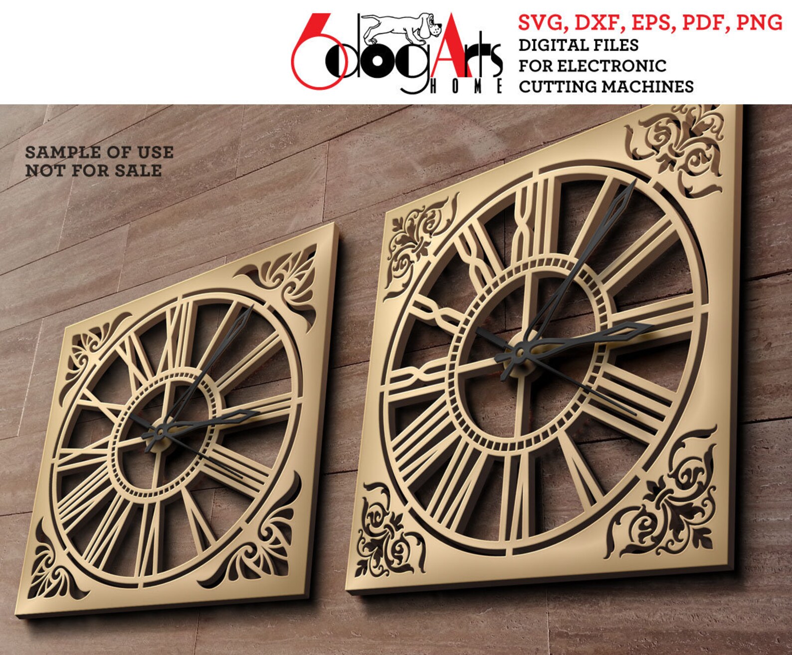 2 Wall Clock Templates Digital Vector Files Svg Dxf Instant - Etsy