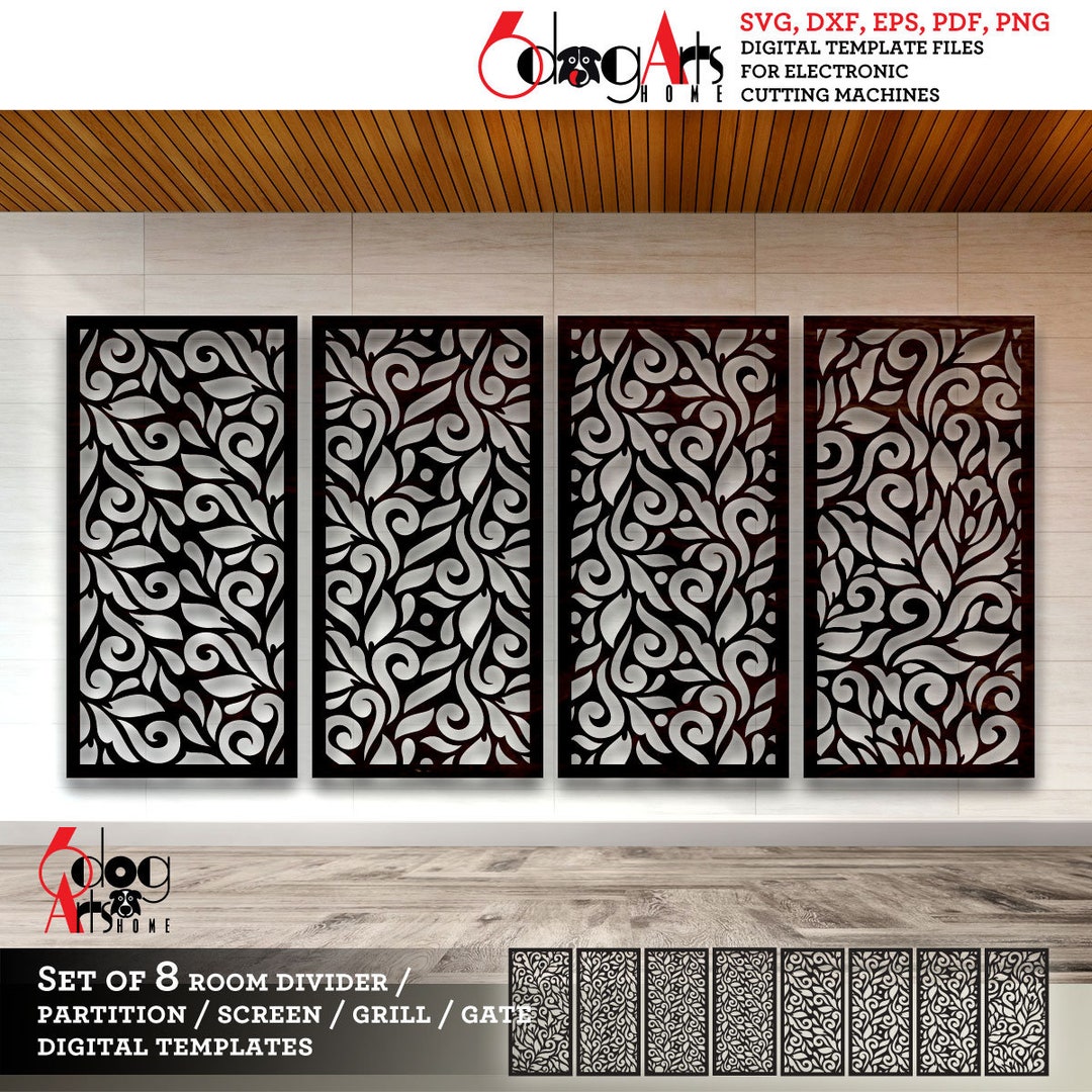 8 Gate / Partition Wall Decor SVG / DXF Bundle Digital Template Files ...