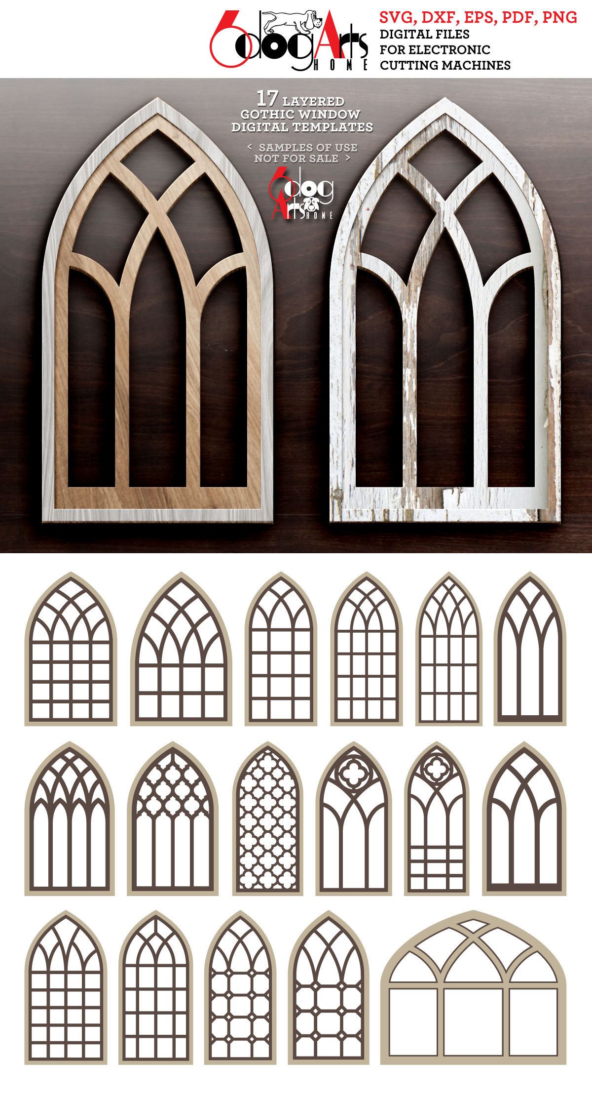 17 Multilayered Gothic Window Templates for Glowforge Laser - Etsy