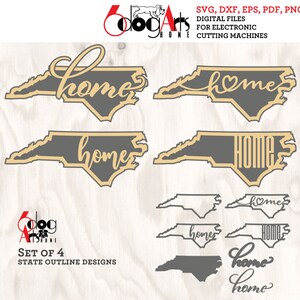 4 North Carolina State Outline Home Wall Decor Layered Templates Vector ...