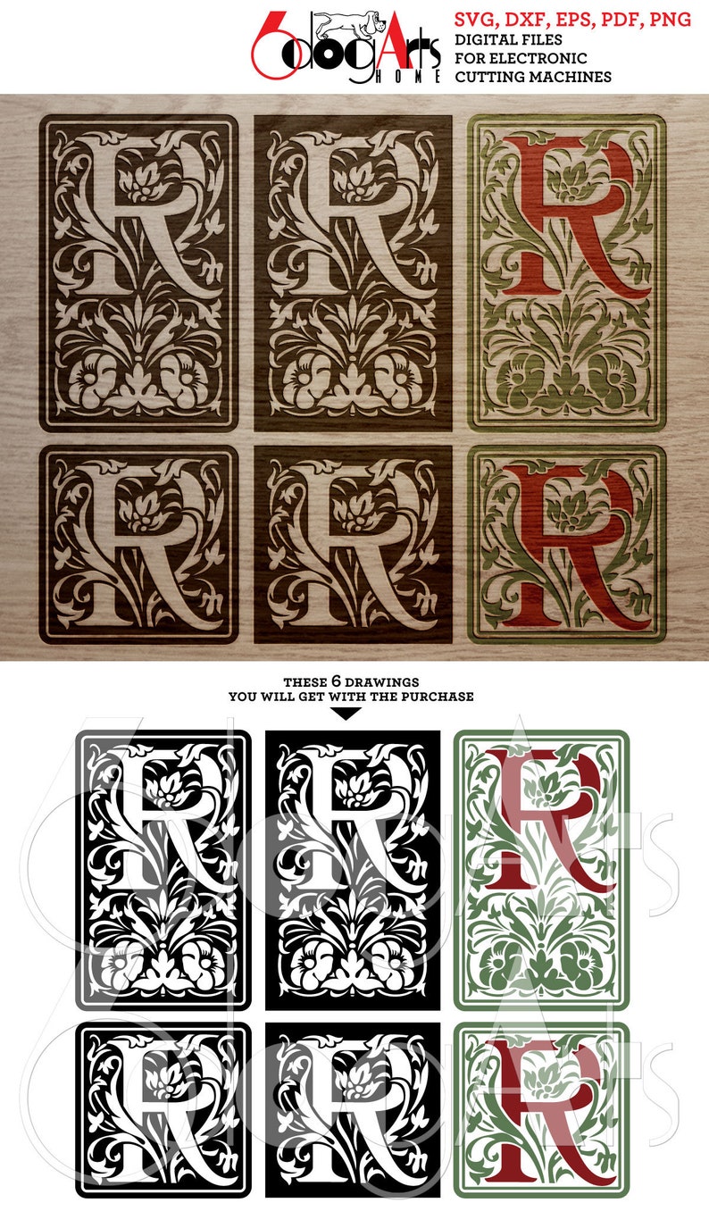 6 Monogram Letter R Templates Digital Vector Files Svg Dxf - Etsy