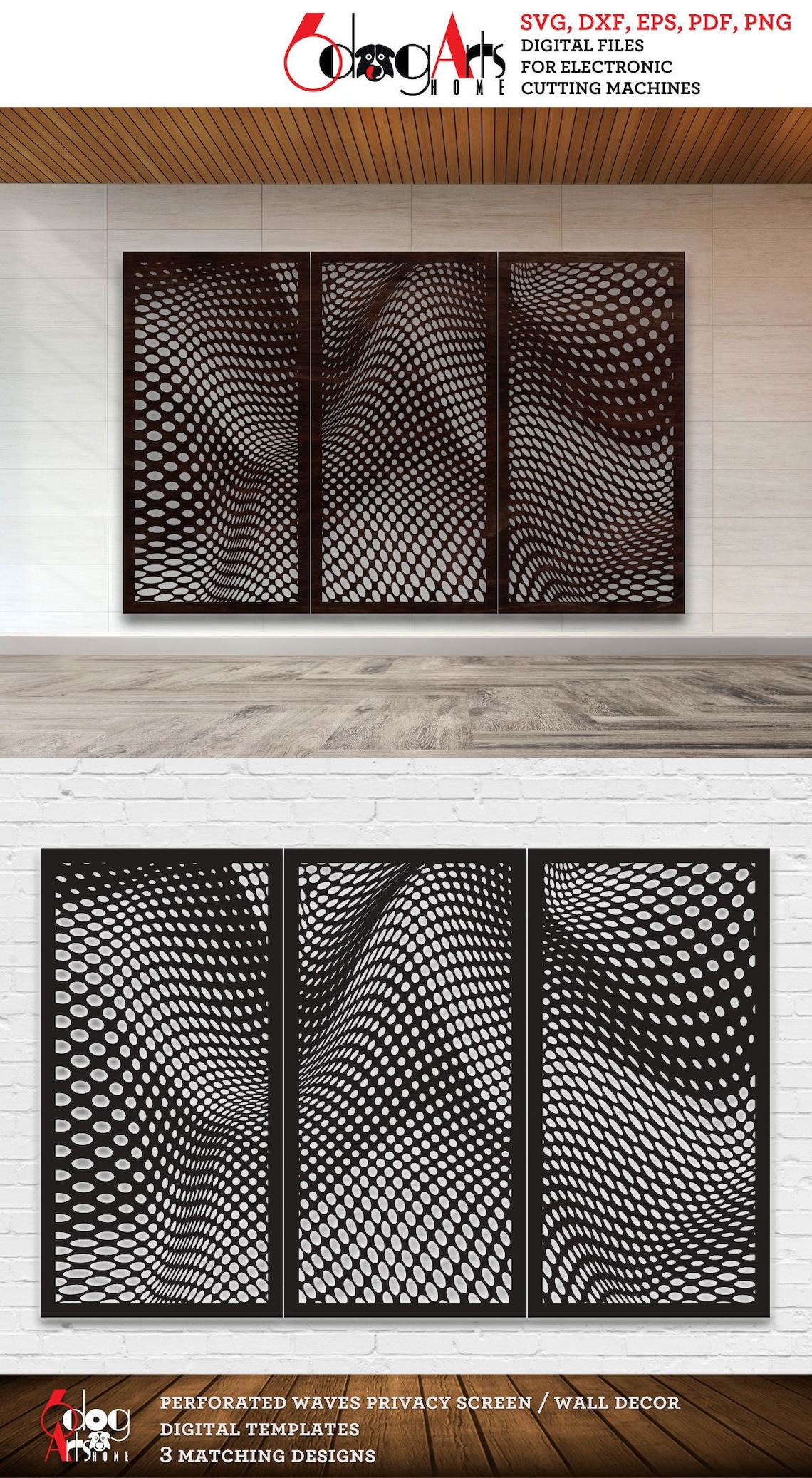 3 Perforated Waves Wall Decor Room Divider Partition Privacy - Etsy