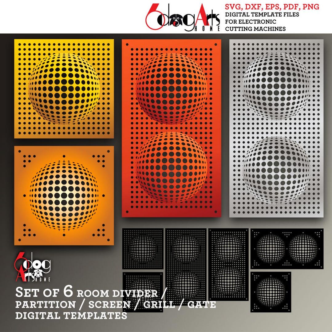 6 Gate / Partition / Grill SVG / DXF Bundle Digital Template Files ...