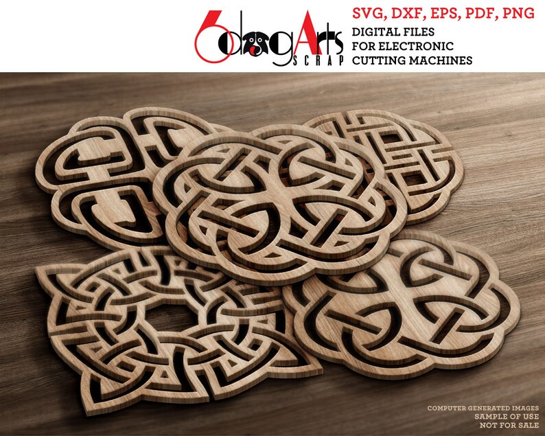 16 Celtic Coaster Grill Trivet Wall Decor Templates Vector Digital SVG ...