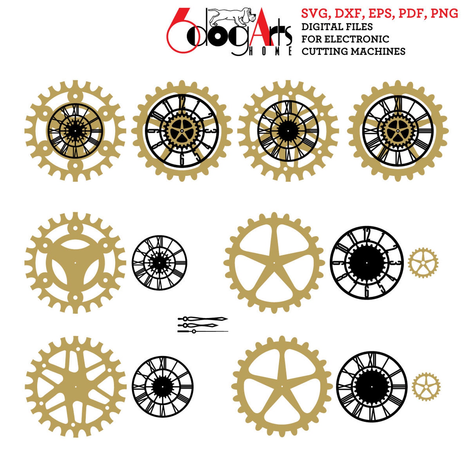 4 Steampunk Wall Clock Templates Digital Vector Files Svg Dxf Download ...