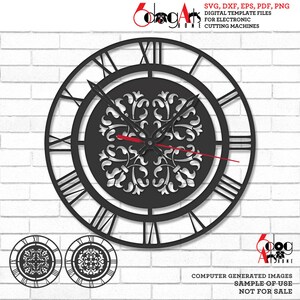 2 Wall Clock Templates Digital Vector Files Svg Dxf Instant Download ...