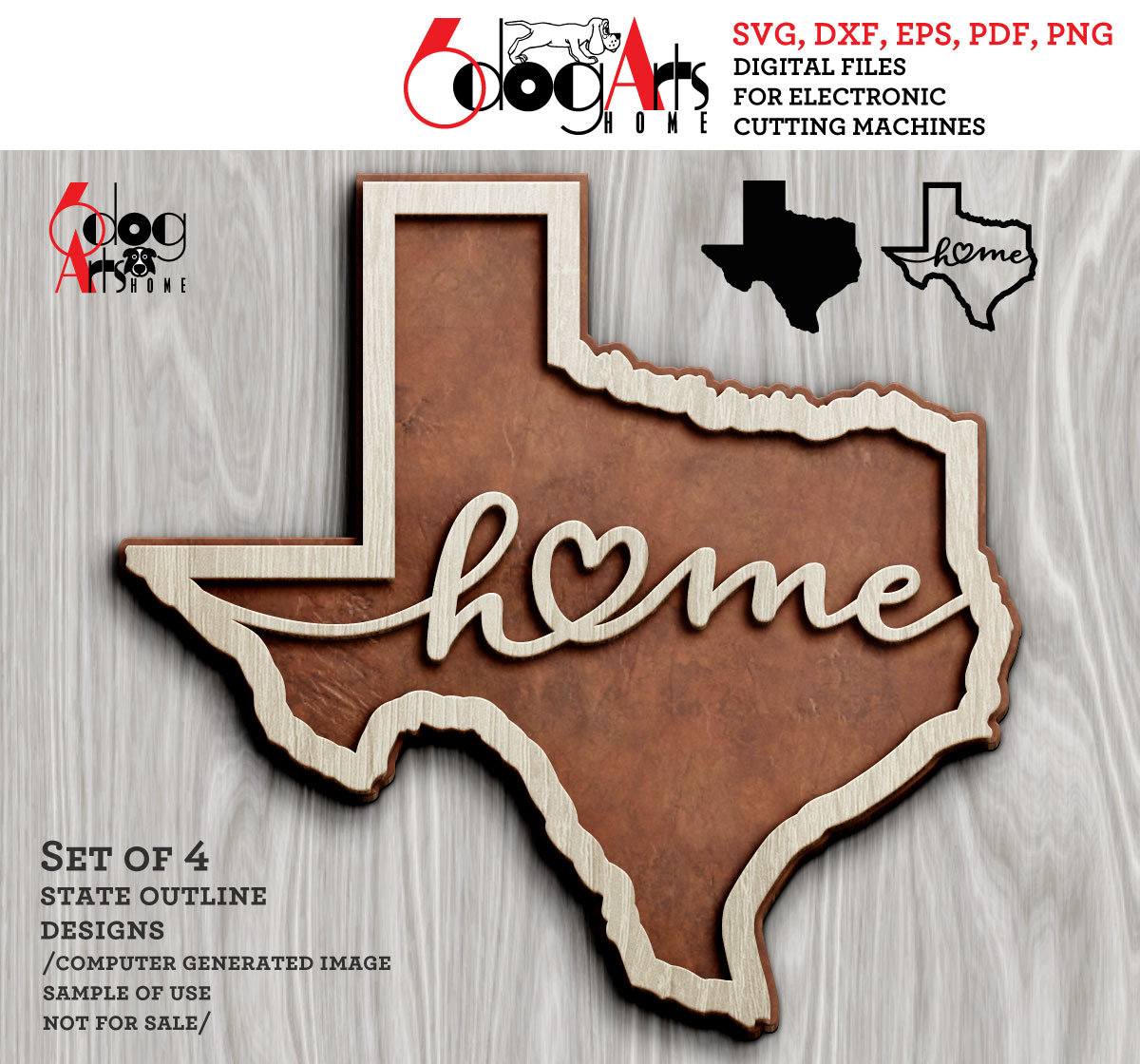 4 Texas State Outline Home Wall Decor Layered Templates Vector - Etsy