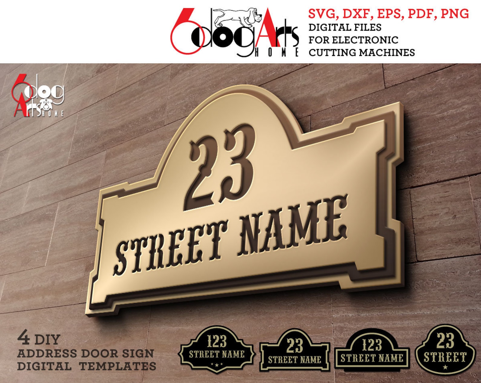 4 DIY Address Door Sign Digital Templates Svg Dxf Vector Files - Etsy