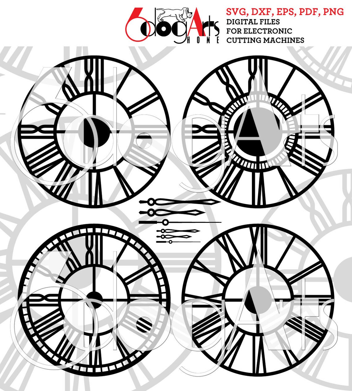 4 Wall Clock Templates Digital Vector Files Svg Dxf Instant - Etsy