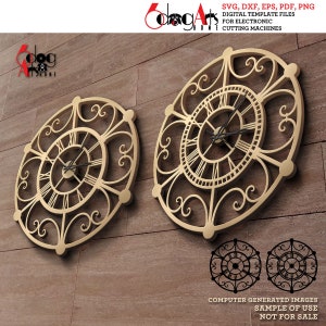 2 Filigree Wall Clock Templates Digital Vector Files Svg Dxf Instant ...