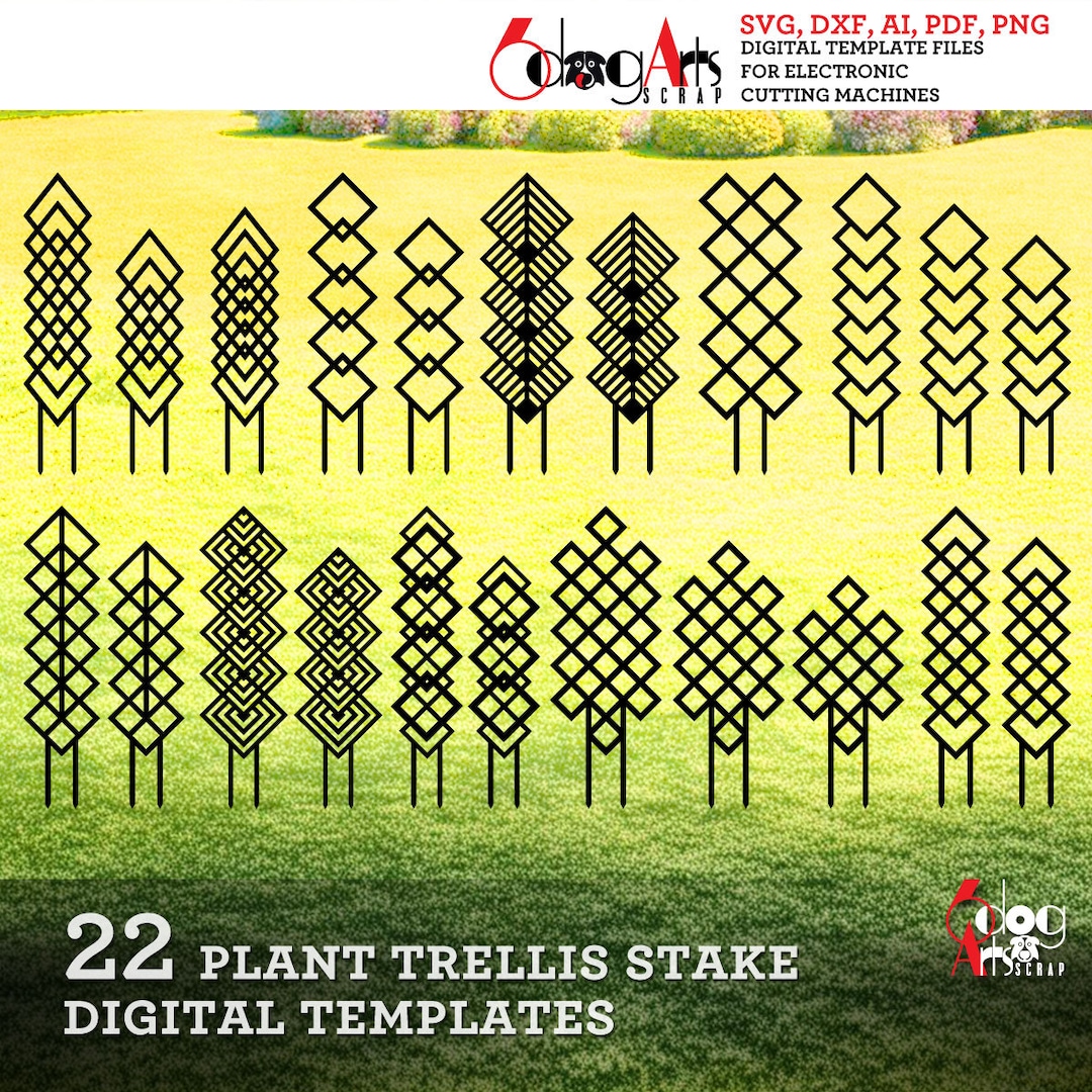 22 House Plant Trellis Stake Templates Vector Digital SVG DXF Files ...