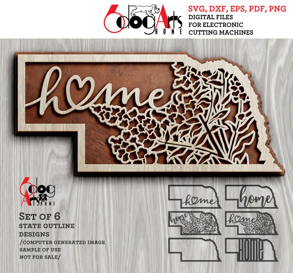 6 Nebraska State Outline Home Wall Decor Layered Templates - Etsy