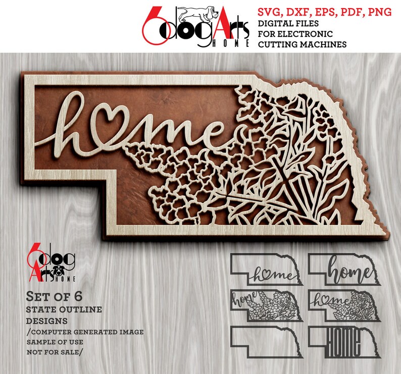 6 Nebraska State Outline Home Wall Decor Layered Templates Vector ...