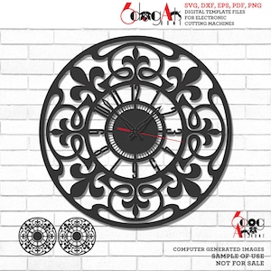 2 Filigree Wall Clock Templates Digital Vector Files Svg Dxf Instant ...
