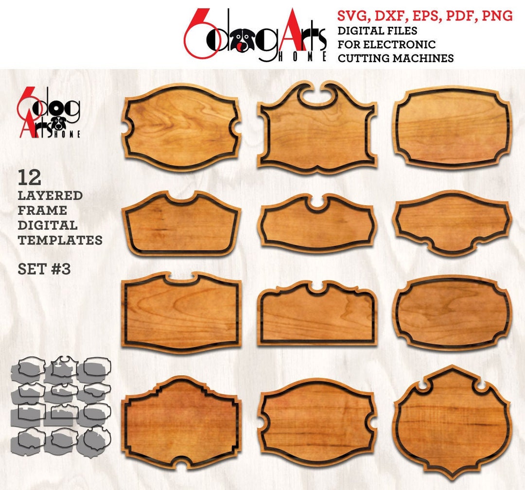 12 Layered Frame Templates Set 3 Vector Digital SVG DXF Files - Etsy