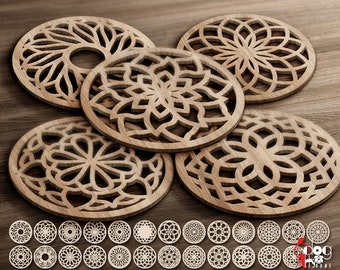 12 Coaster Trivet Grill Wall Decor Templates Vector Digital SVG DXF ...