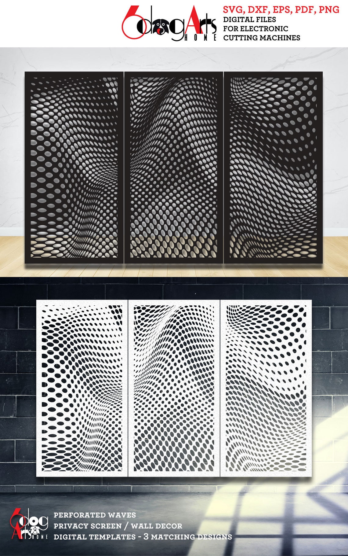 3 Perforated Waves Wall Decor Room Divider Partition Privacy - Etsy