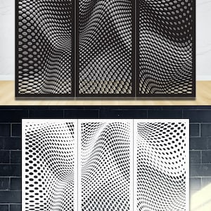 3 Perforated Waves Wall Decor Room Divider Partition Privacy Screen ...