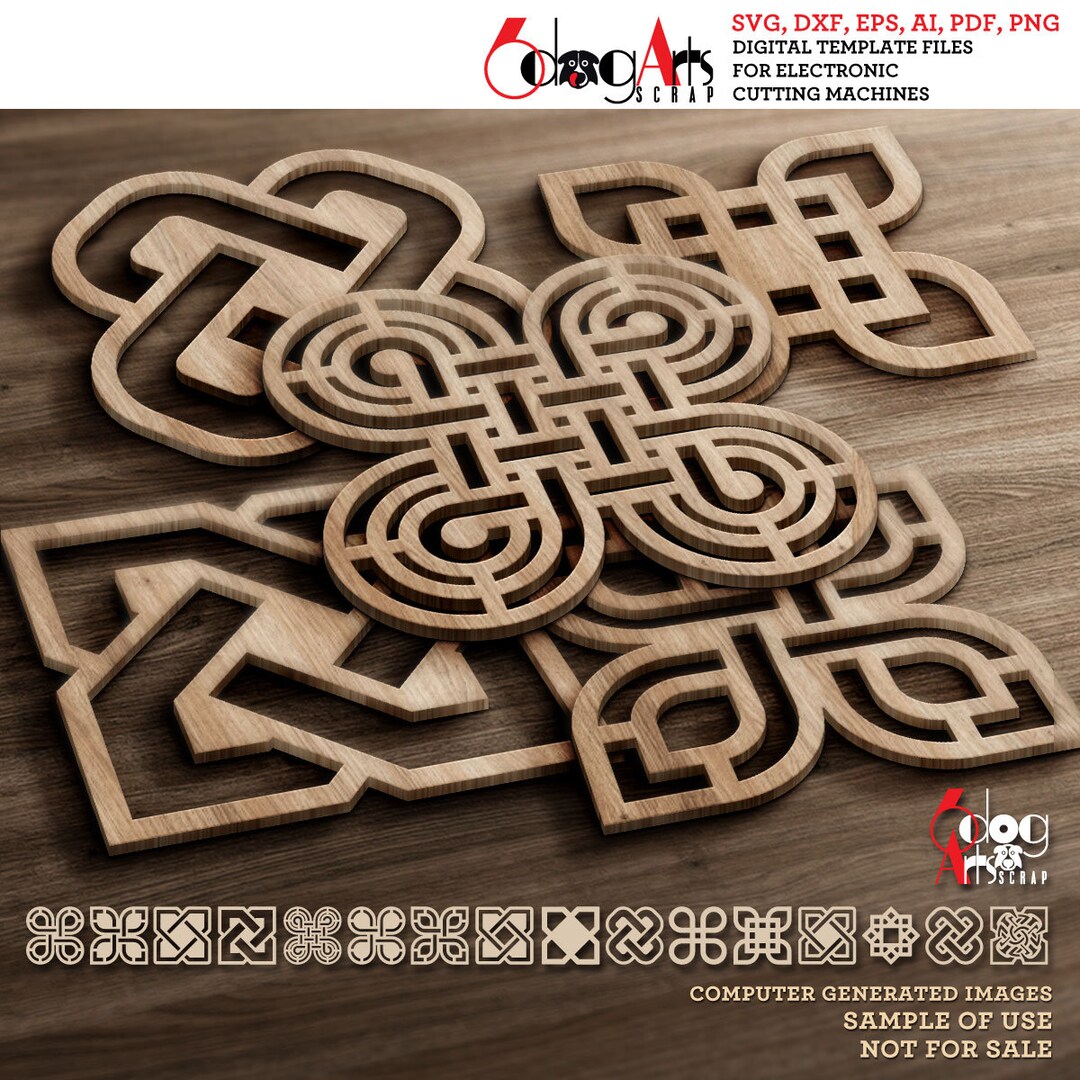 16 Celtic Coaster Grill Trivet Wall Decor Templates Vector Digital SVG ...