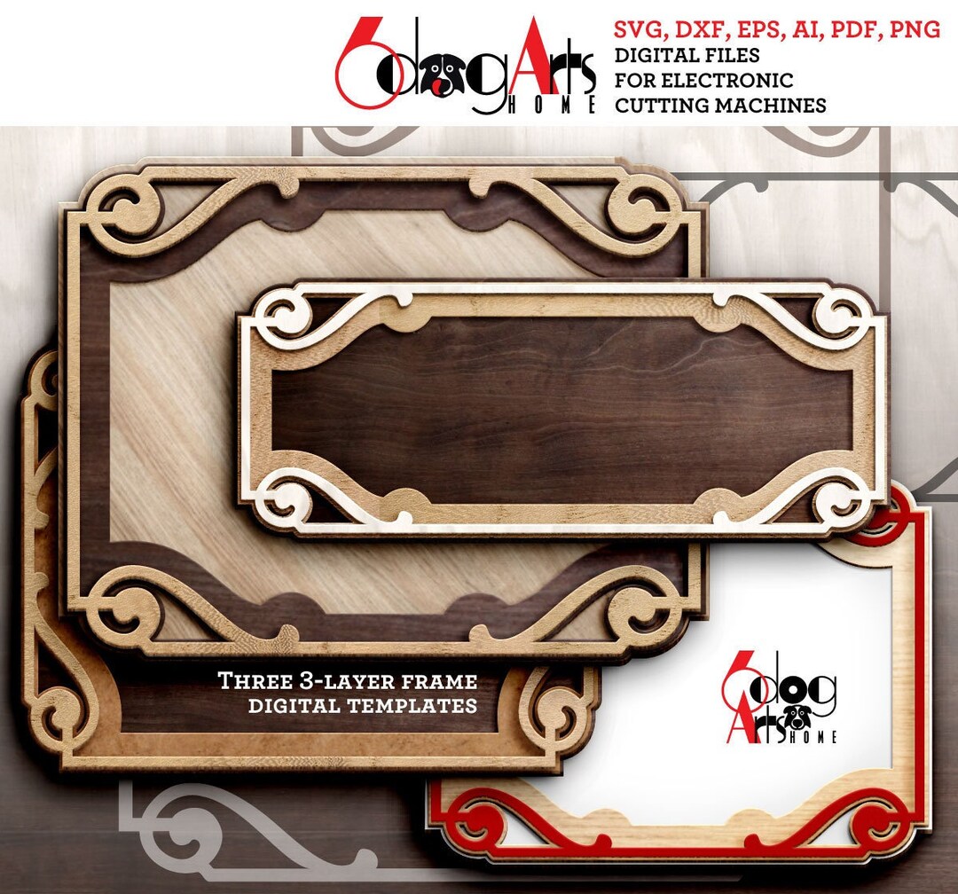 Layered Frame Template Vector Digital SVG DXF Files for Wood - Etsy