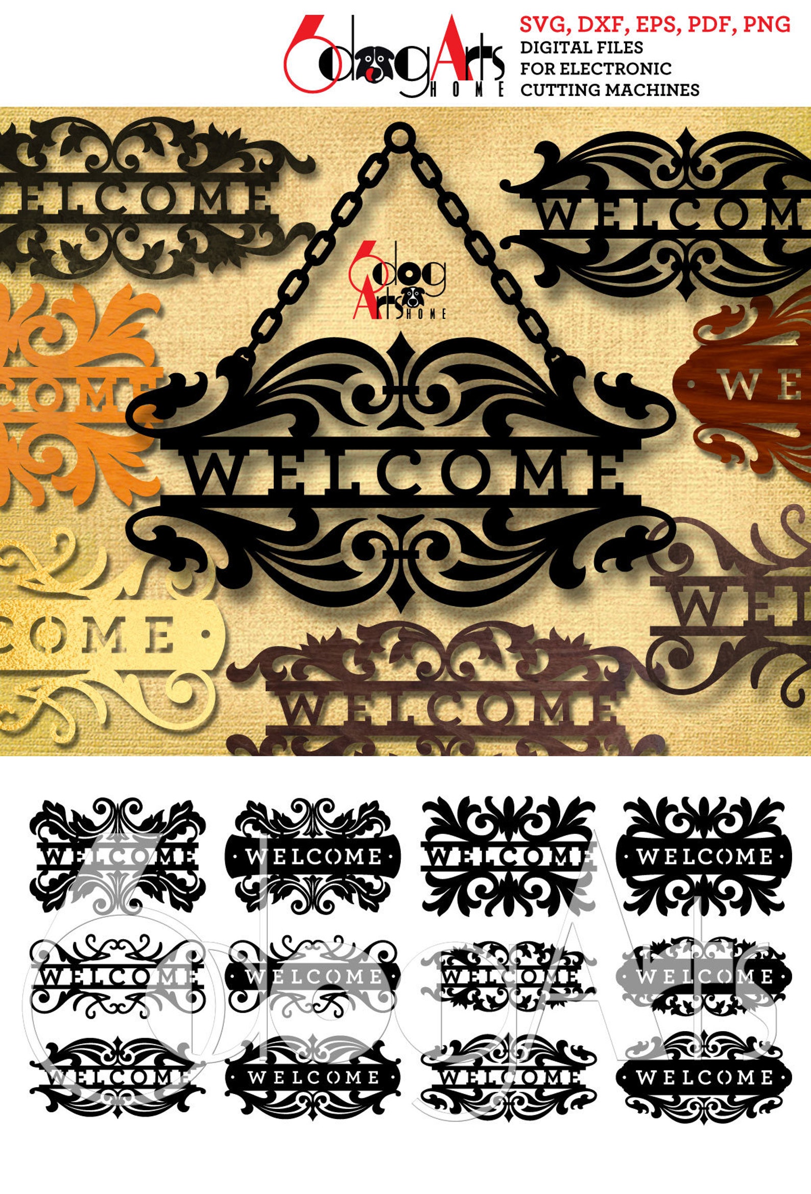 12 Welcome Door Sign Templates Digital Vector Files Svg Dxf Instant ...