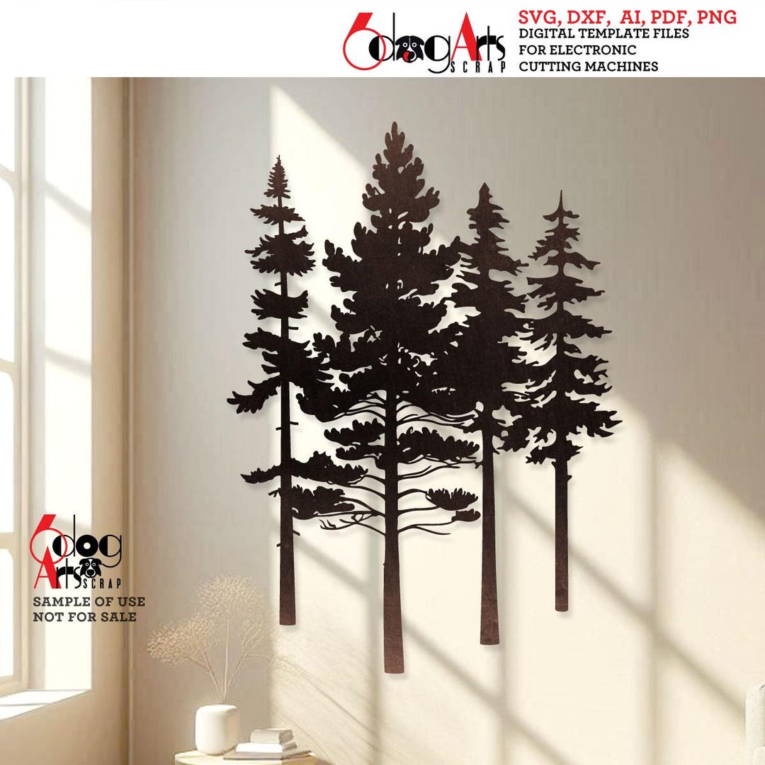 Pine Trees Wall Decor SVG DXF Files for Cnc Laser Cutting Machines ...